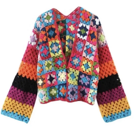 Fox sweaters | Sweaters | Vintage Cropped V Neck Button Up Crochet ...